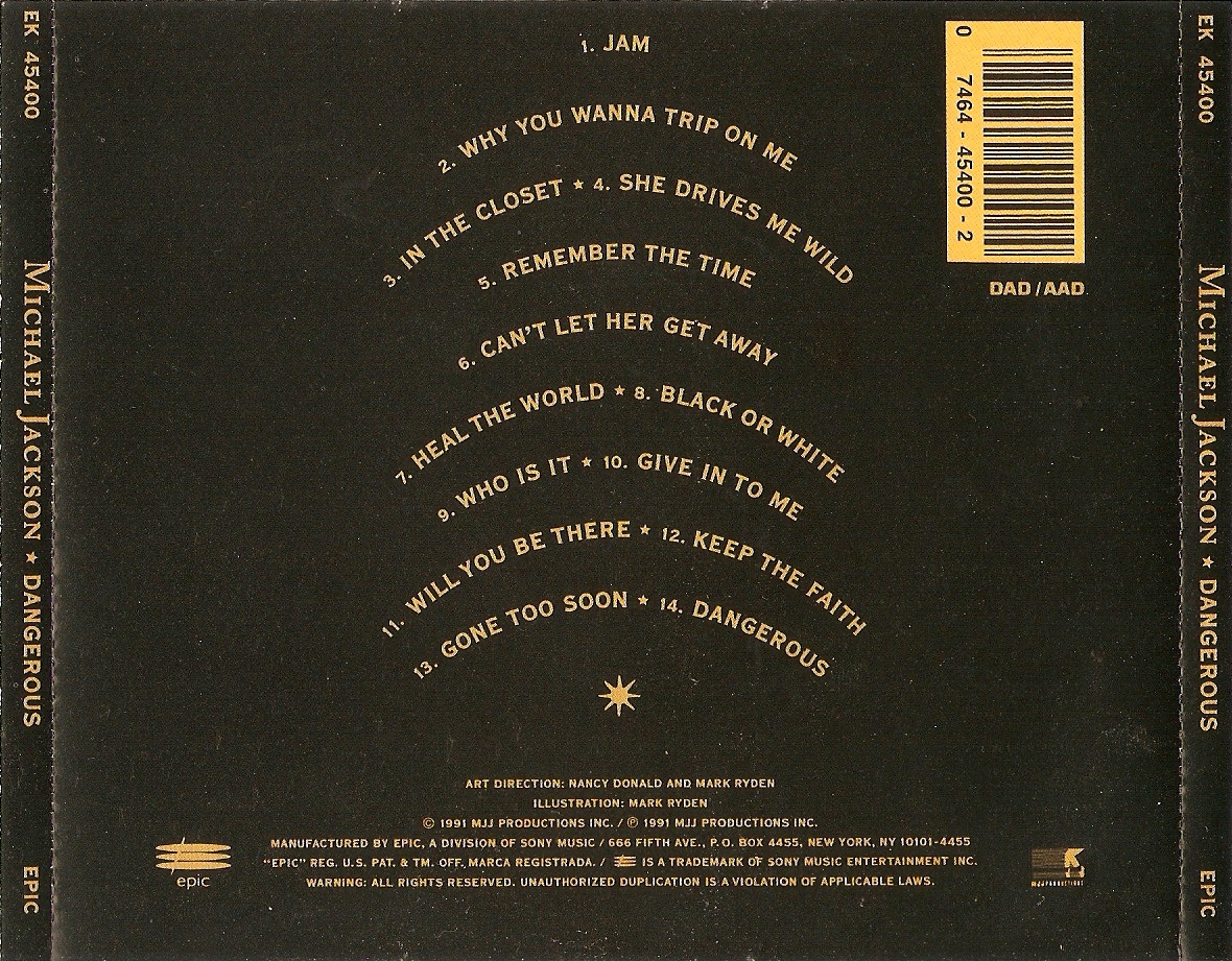 Michael Jackson Dangerous : Back canada | CD Covers | Cover Century ...